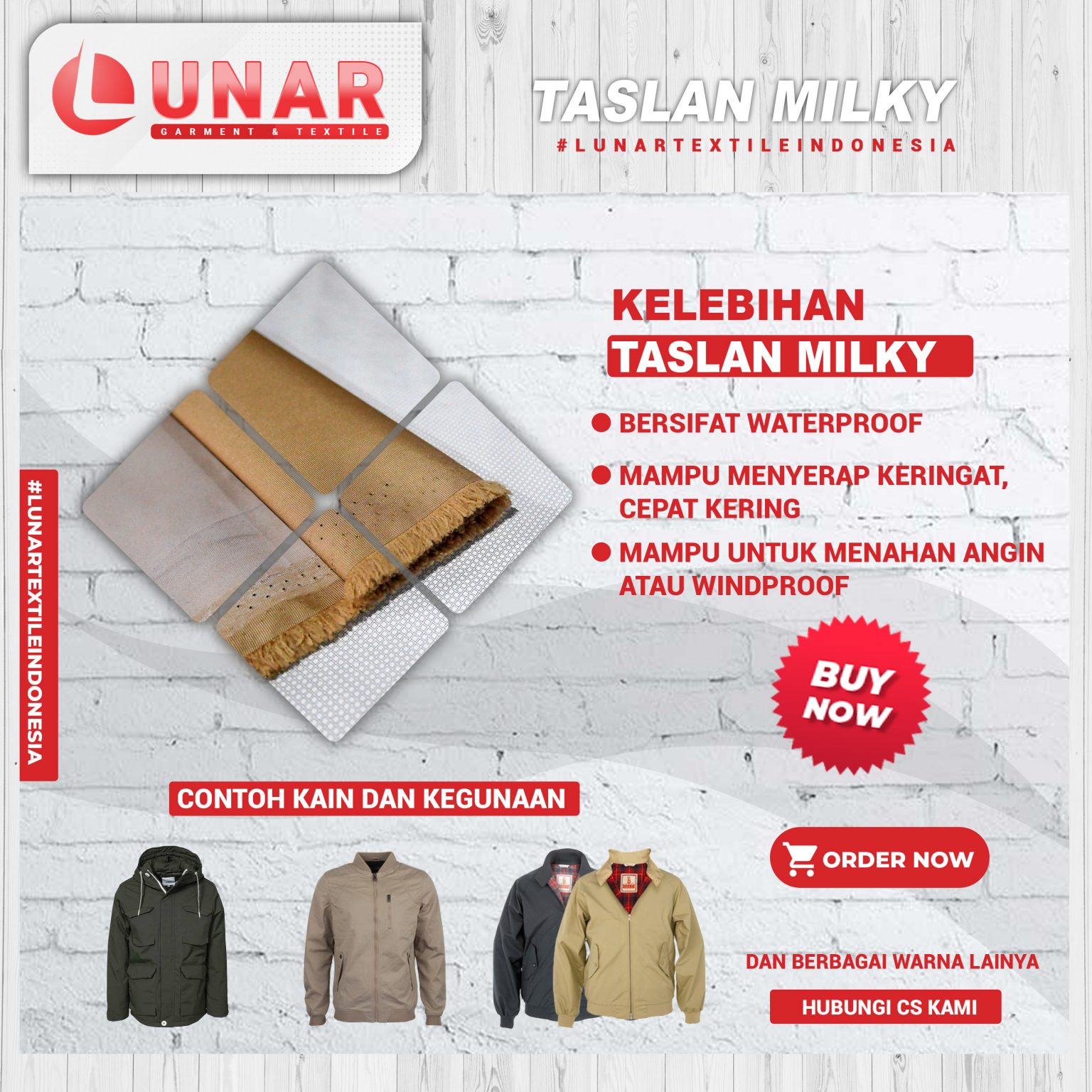 Mengenal 3 Jenis Kain Taslan! Bahan Anti Air untuk Jaket, dll